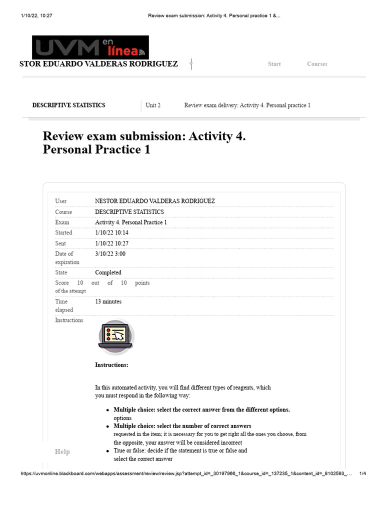Review exam delivery_ Activity 4. Personal practice 1 &.._ | PDF ...