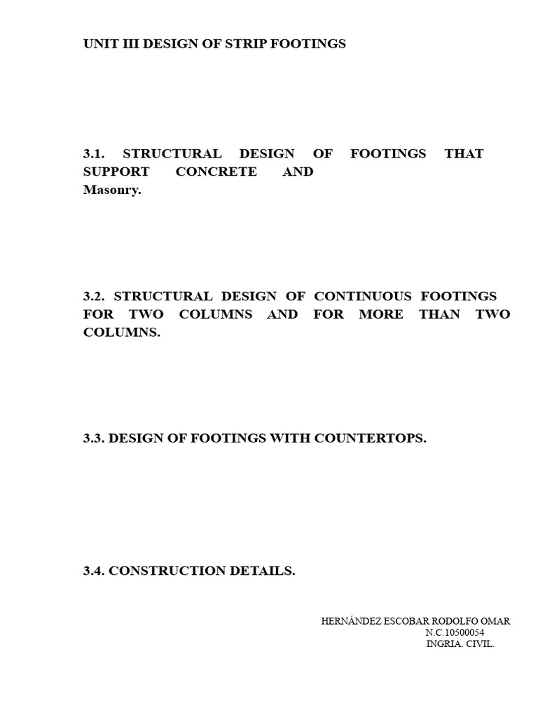 Structural Design of Strip Footings | PDF | Beam (Structure) | Bending