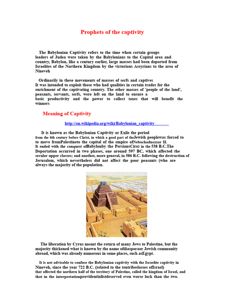 Prophets of the Captivity | PDF | Daniel (Biblical Figure) | Babylonian ...