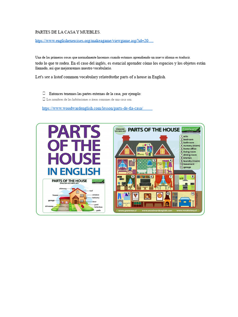 Partes de La Casa y Muebles | PDF | Dormitorio | Comedor