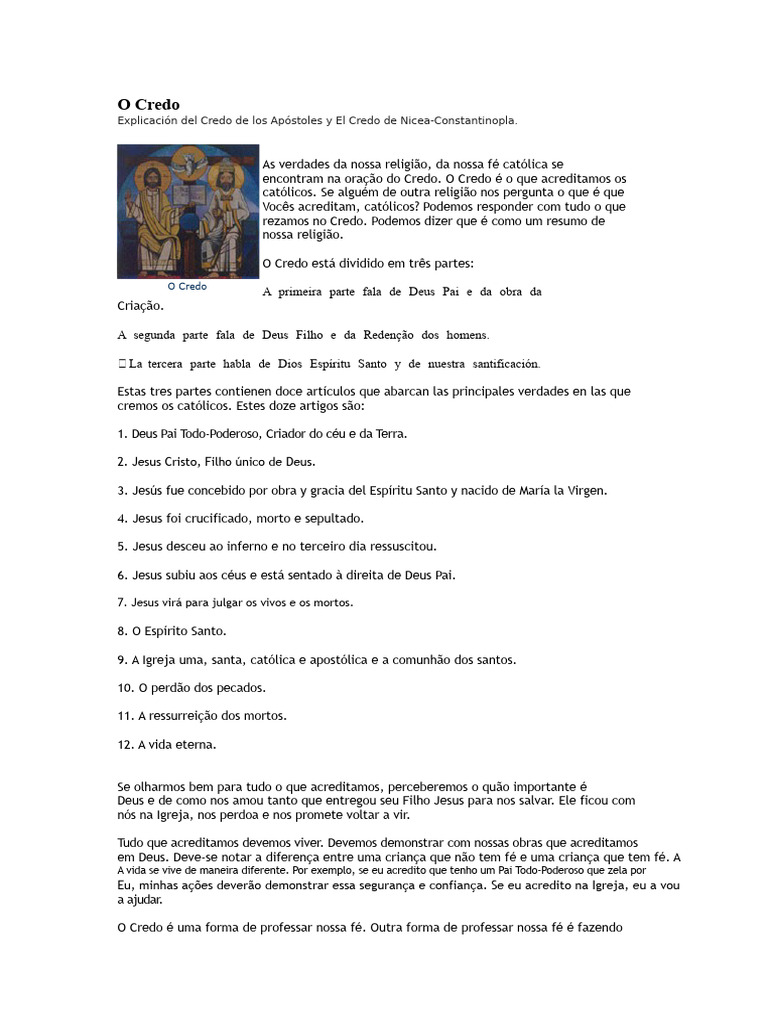 Entendendo o Credo Católico | PDF | Fé | Igreja cristã