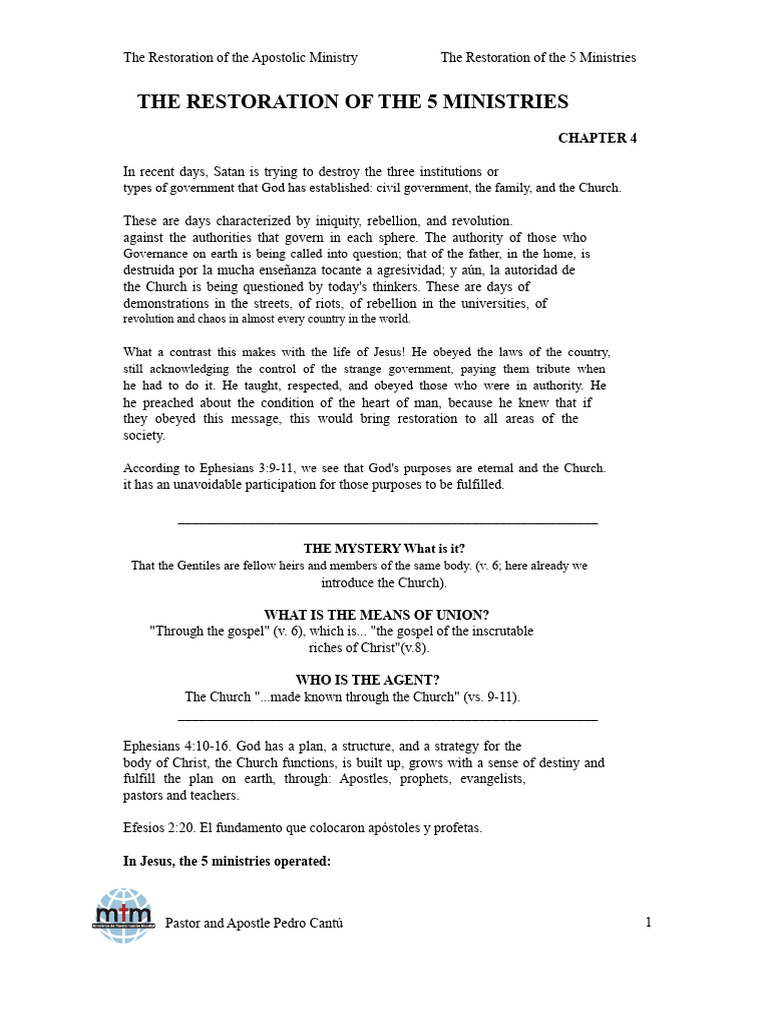 Restoration of Apostolic Ministries | PDF | Apostle | Jesus