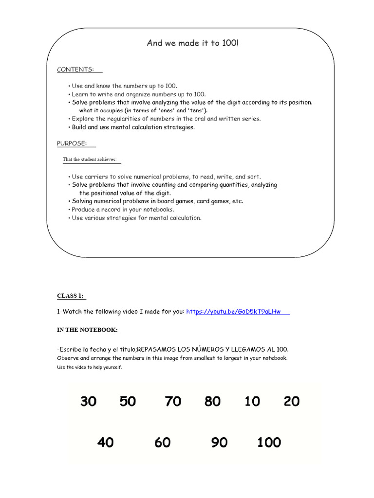 Mastering Numbers Up to 100 | PDF