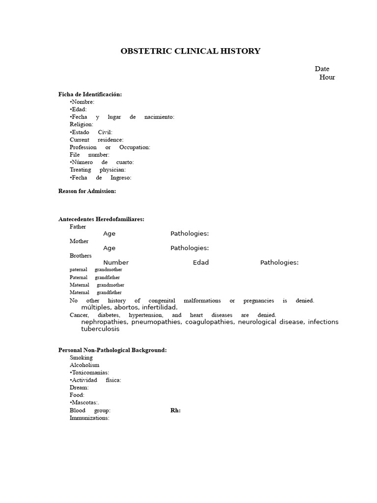 Comprehensive Obstetric Clinical History | PDF | Pregnancy | Urinary ...