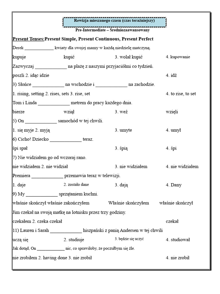 Mixed Tense Revision PDF | PDF