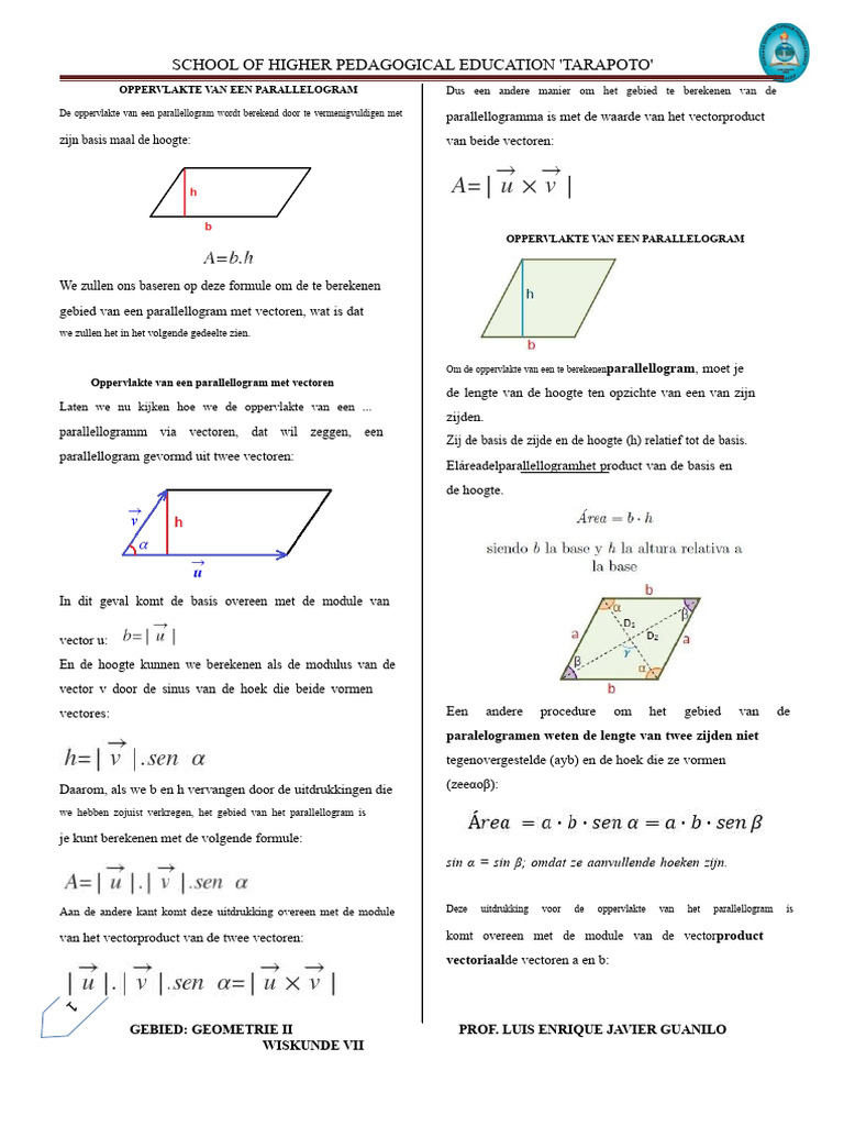 Oppervlakte Van Een Parallellogram | PDF