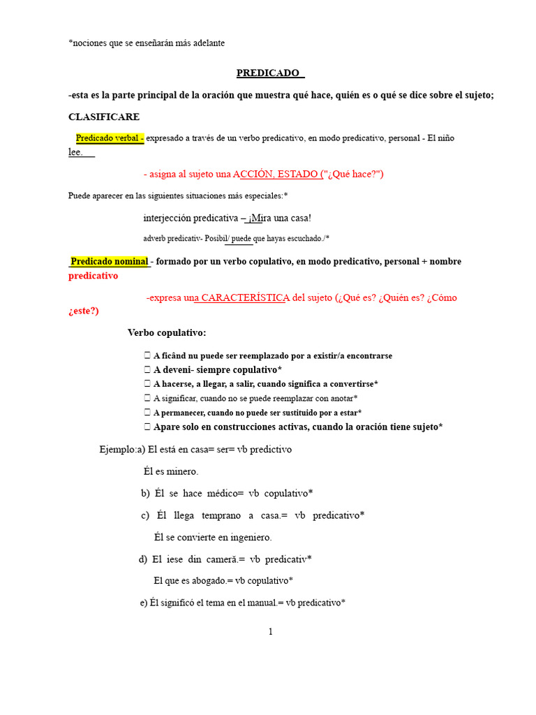 tipos de predicado_cls6 | PDF | Predicado (Gramática) | Verbo