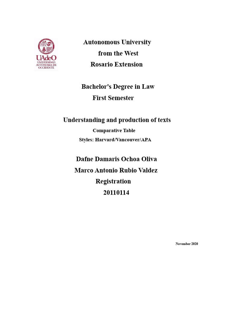 Comparative Table of The Differences Between APA, Harvard, and ...