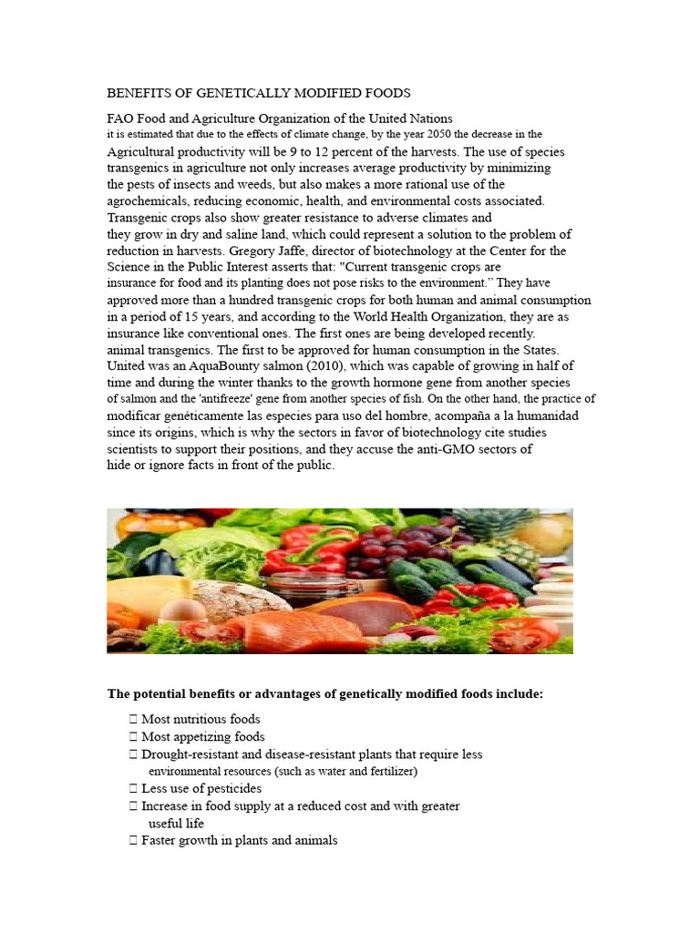 Advantages of Genetically Modified Foods | PDF | Genetically Modified ...