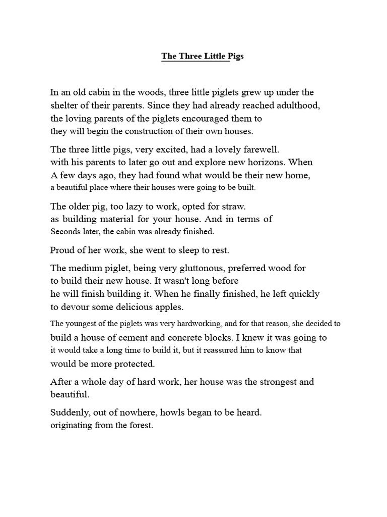 The Story of The Little Piglets | PDF | Pig