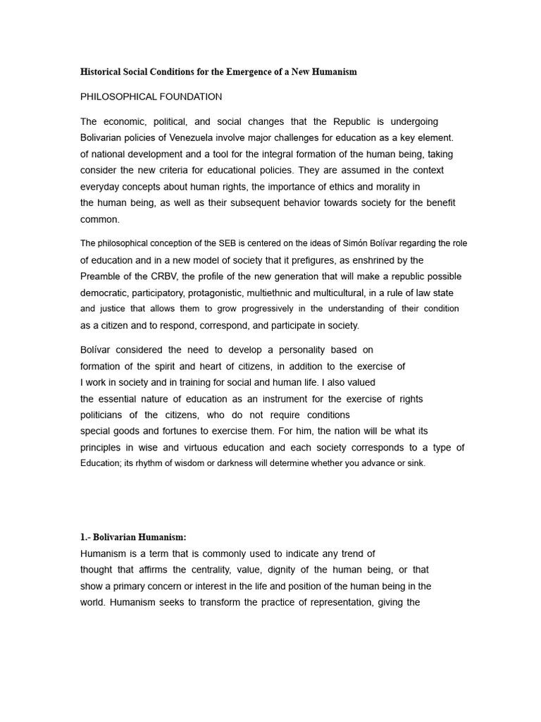New Humanism: Social Conditions Explained | PDF | Humanism | Socialism