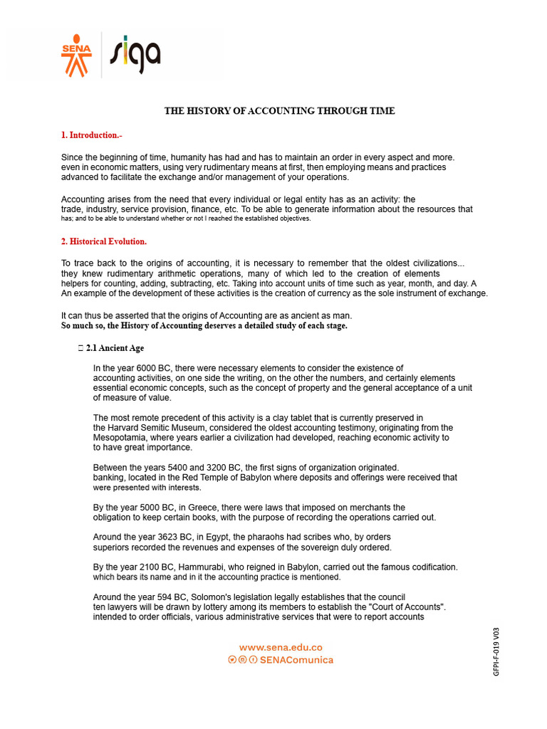 History of Accounting Through Ages | PDF