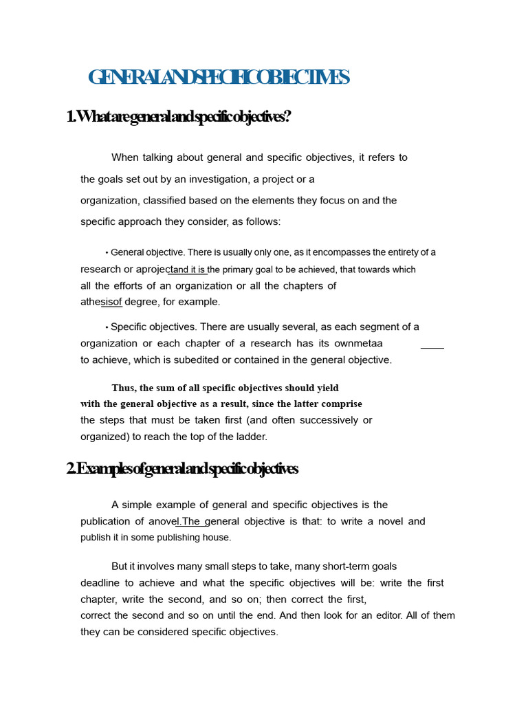 3-GENERAL AND SPECIFIC OBJECTIVES | PDF | Goal | Cognition
