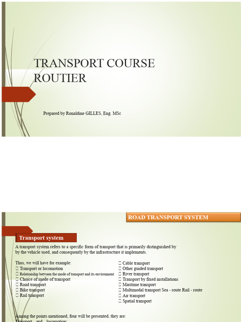 Road Transport System Overview | PDF | Transport | System