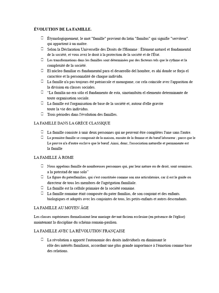 Évolution historique de la famille | PDF