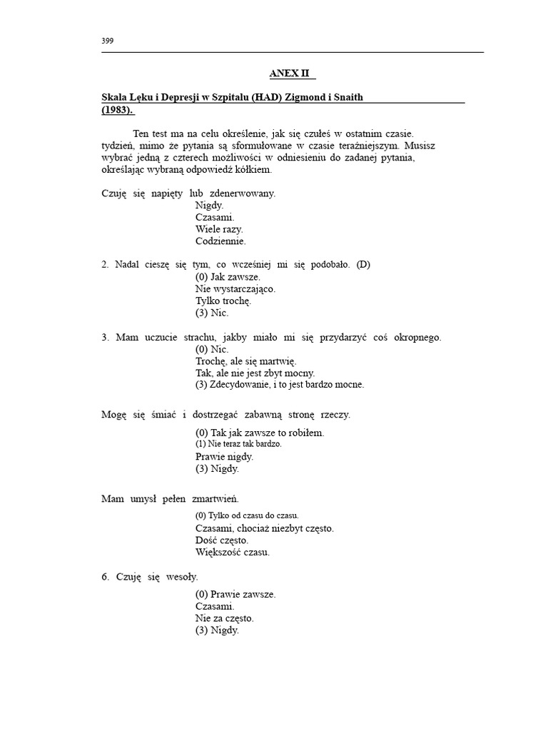 Test Hads Skala Szpitalna - Do Druku | PDF