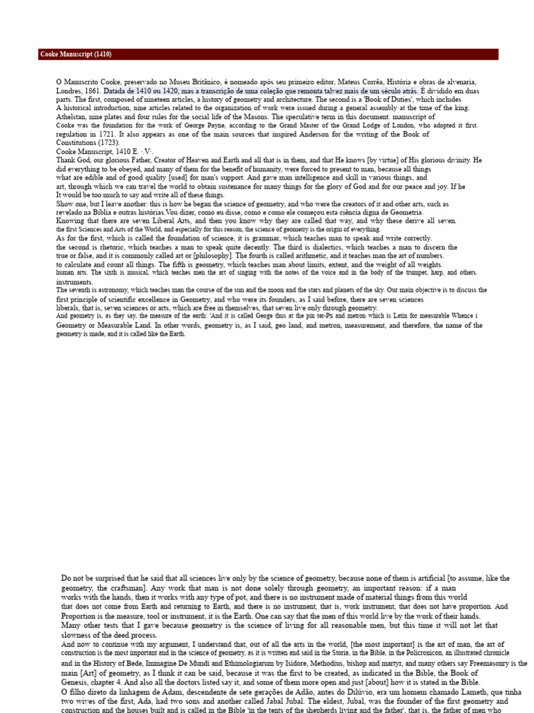 Cooke's Manuscript Translated | PDF