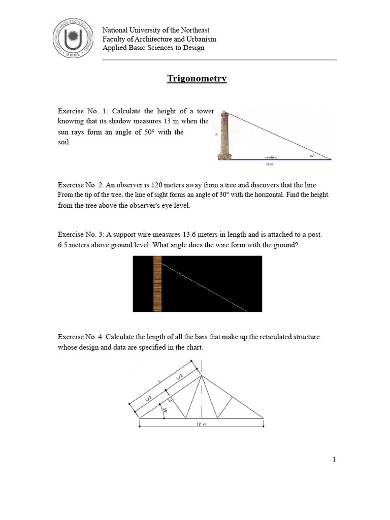 Trigonometry Exercises for Architecture Design | PDF | Trigonometry ...