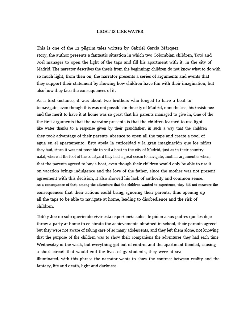 Imagination's Dangers in "Light is Like Water" | PDF