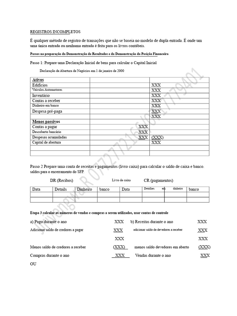 REGISTROS INCOMPLETOS Nível O | PDF | Contabilidade | Relatório anual