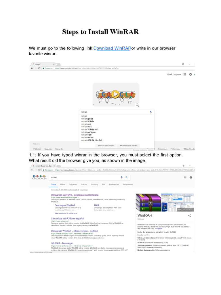 steps to install winrar | PDF