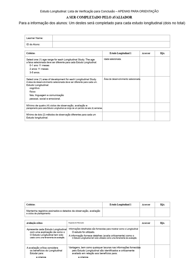 Checklist para Estudos Longitudinais em Educação | PDF | Aprendizado ...