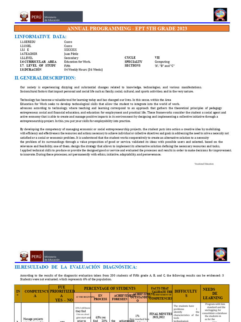 1 - 5TH - Ept - Annual Programming | PDF | Databases | Spreadsheet