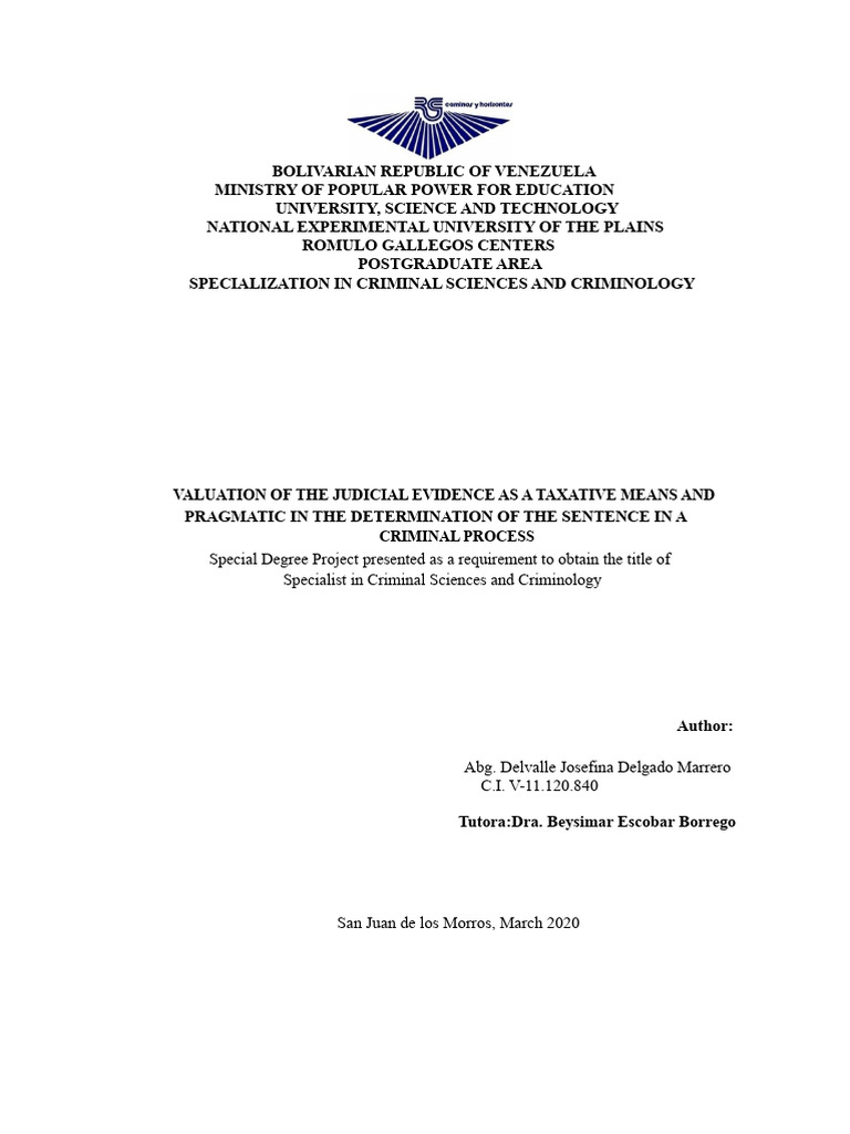 Final Degree Project Specialization in Criminal Sciences and ...