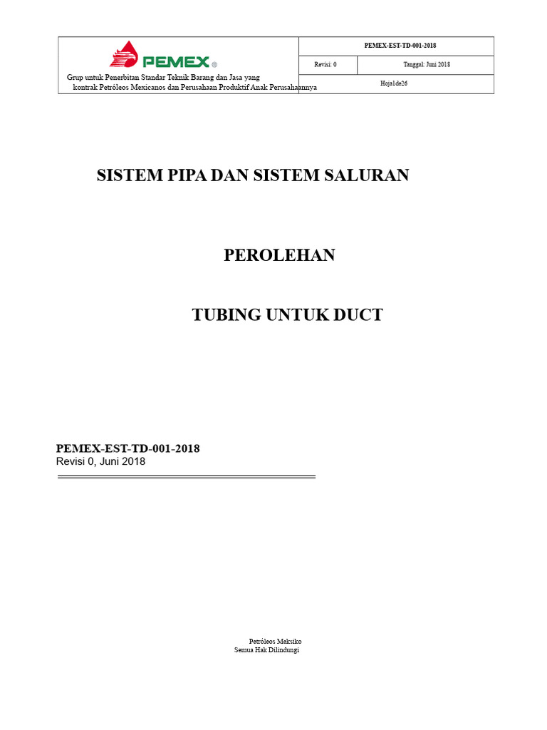 Pemex Est Td 001 2018_tube Untuk Pipa | PDF