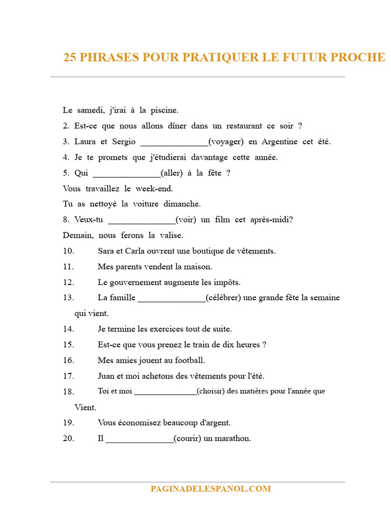 25 Phrases pour le Futur Proche | PDF