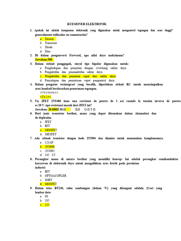KUESIONER ELEKTRONIK | PDF