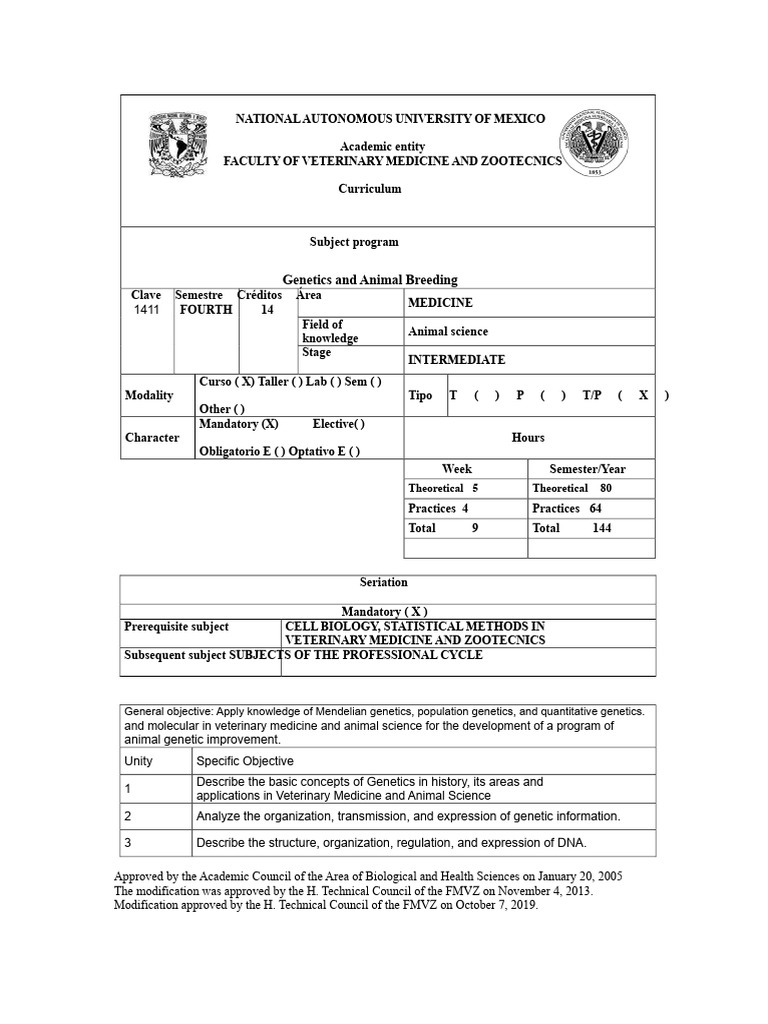 Genetics and Animal Breeding Curriculum | PDF | Genetics | Dominance ...