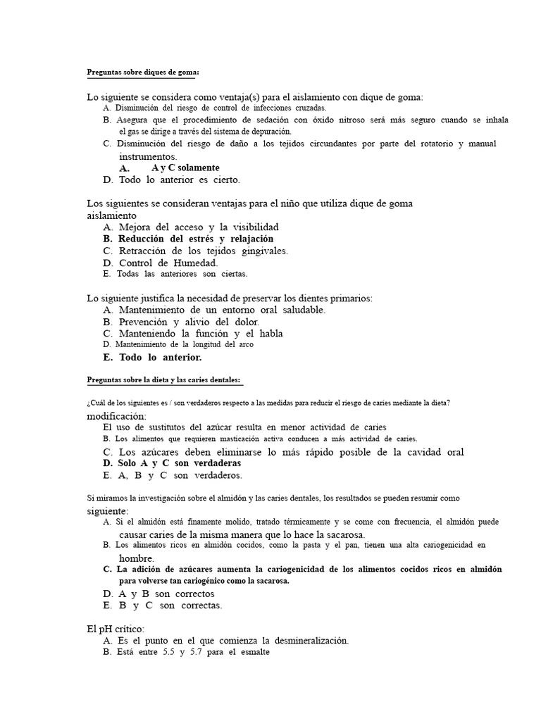 Preguntas de MCQs sobre Pedo (1) | PDF | Higiene oral | Azúcar