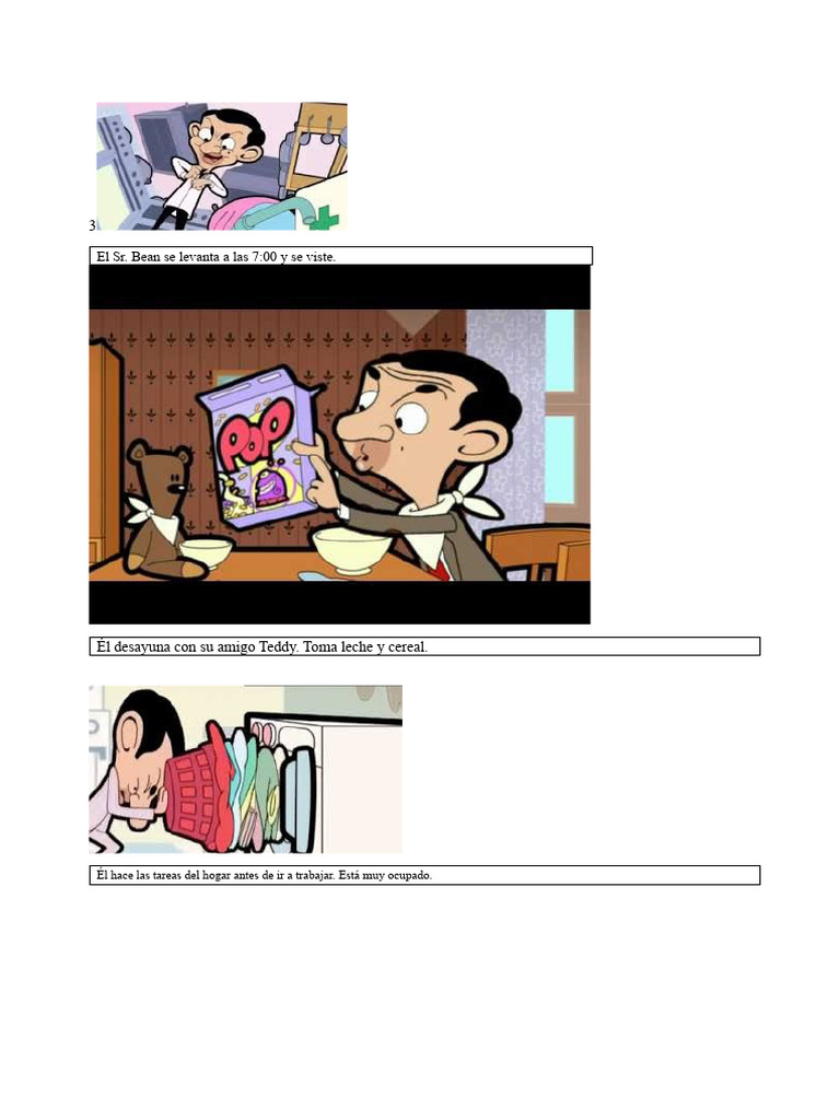 La Rutina Diaria Del Sr. Bean | PDF | Cena