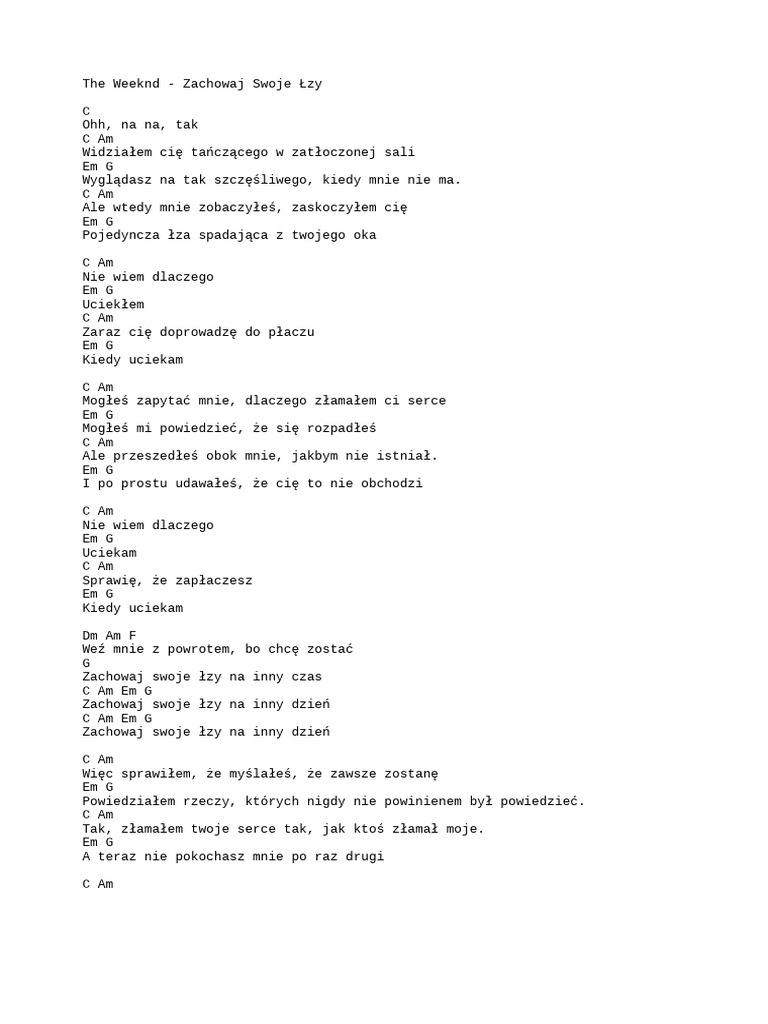 The Weeknd - Zachowaj Swoje Łzy | PDF