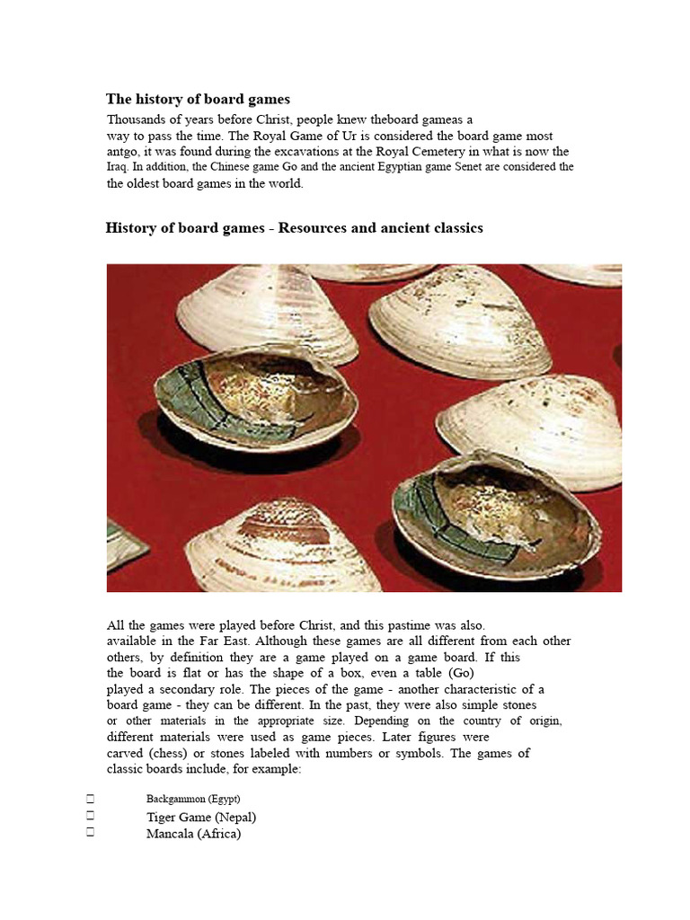 The History of Board Games | PDF | Board Games | Games Of Mental Skill