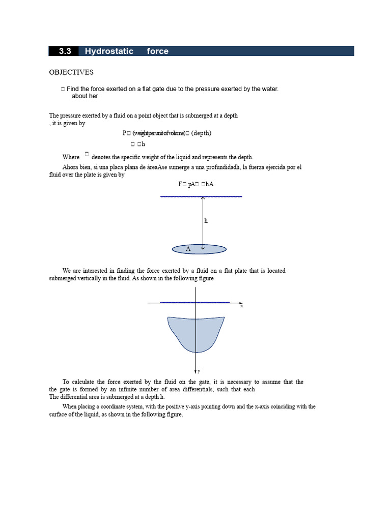 3.3 Hydrostatic Force | PDF | Pressure | Cartesian Coordinate System