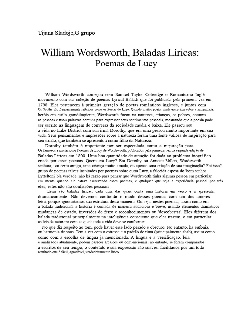 1 William Wordsworth - Poemas de Lucy - | PDF | William Wordsworth