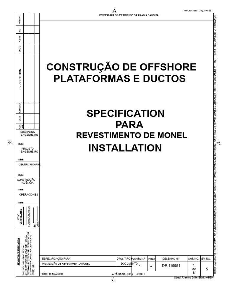 Especificação de Revestimento Monel Offshore | PDF | Materiais
