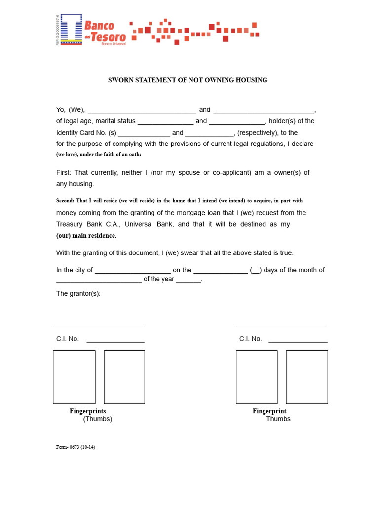 Affidavit of Not Owning a Home | PDF