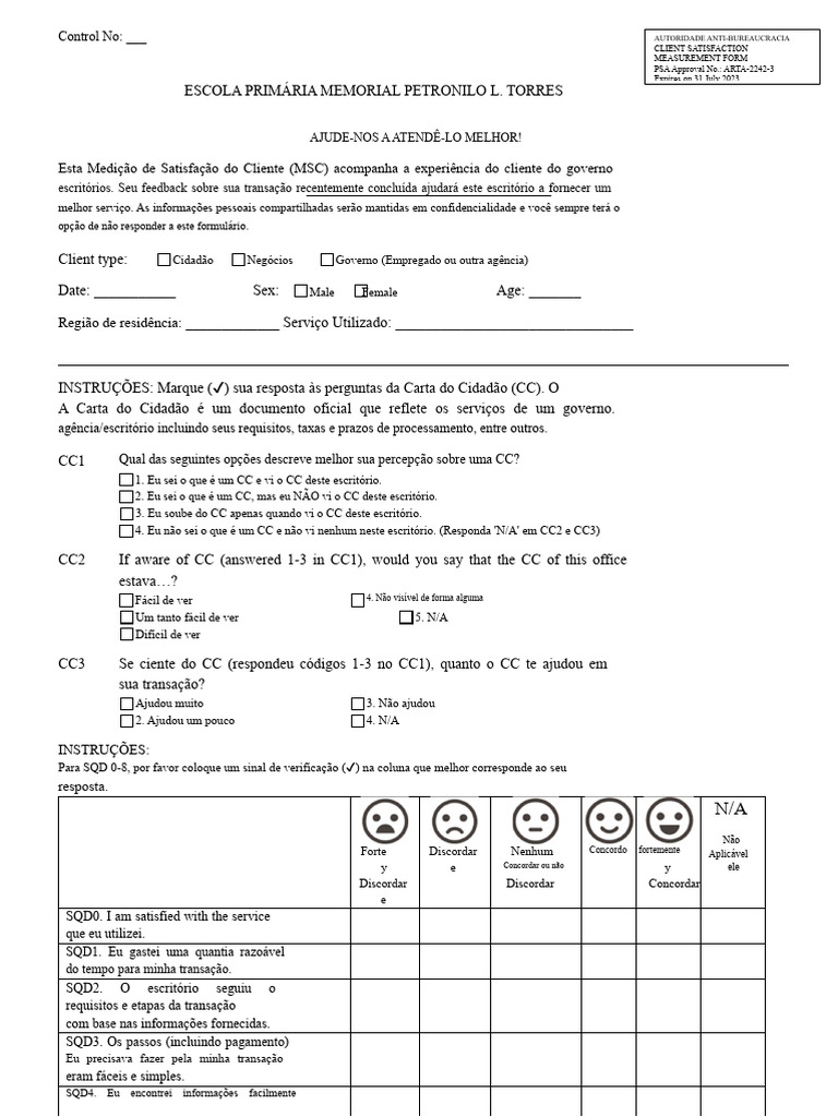 Formulário de Satisfação do Cliente | PDF