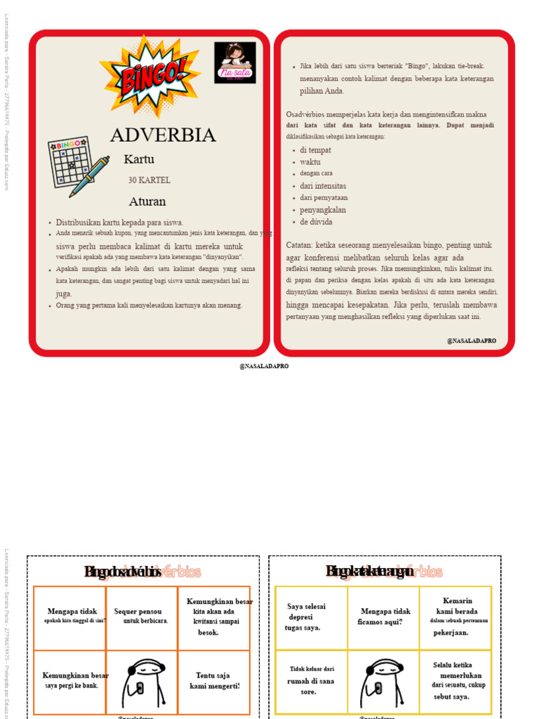 Bingo Dari Kata Keterangan | PDF