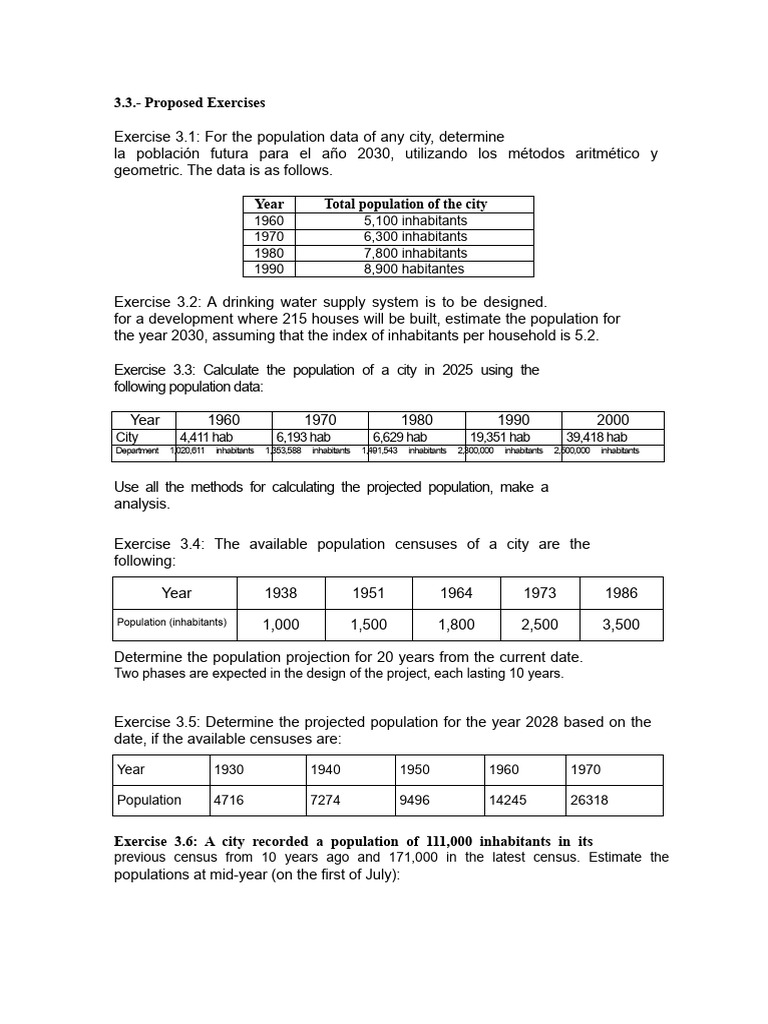 Population Projection Exercises | PDF | Population | Applied Mathematics