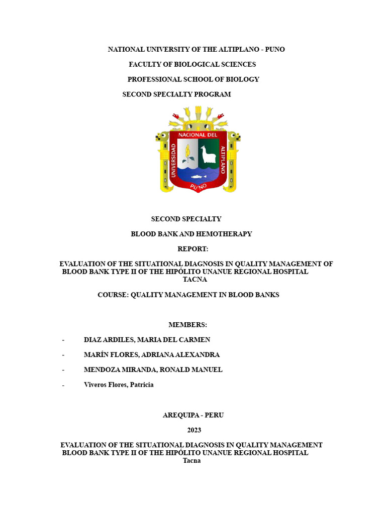 Quality Management in Blood Bank Services | PDF | Blood Transfusion ...