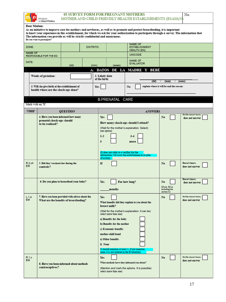 Forms-ESAMyN.-2 (1) - 17-19 | PDF | Childbirth | Health Care