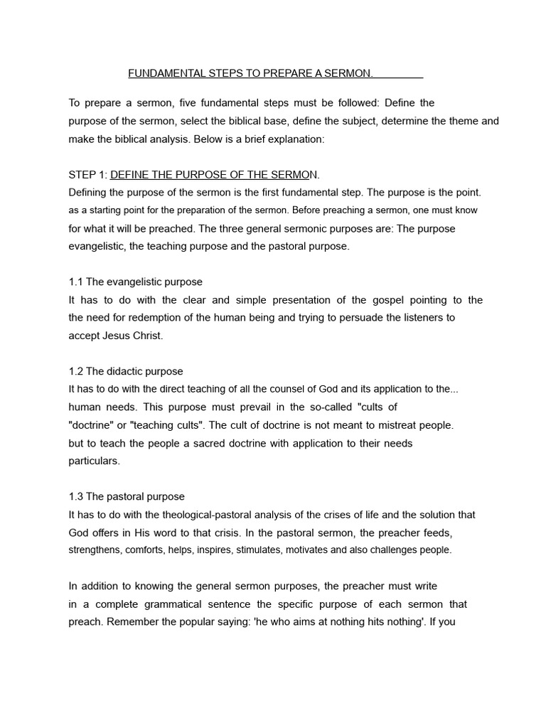 Steps and Parts of A Sermon | PDF | Sermon | God In Christianity