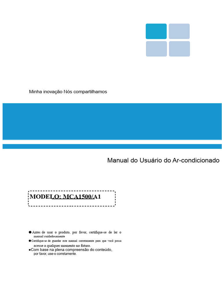 Manual Do Usuário 1500W V004 | PDF | Ar condicionado | Refrigeração