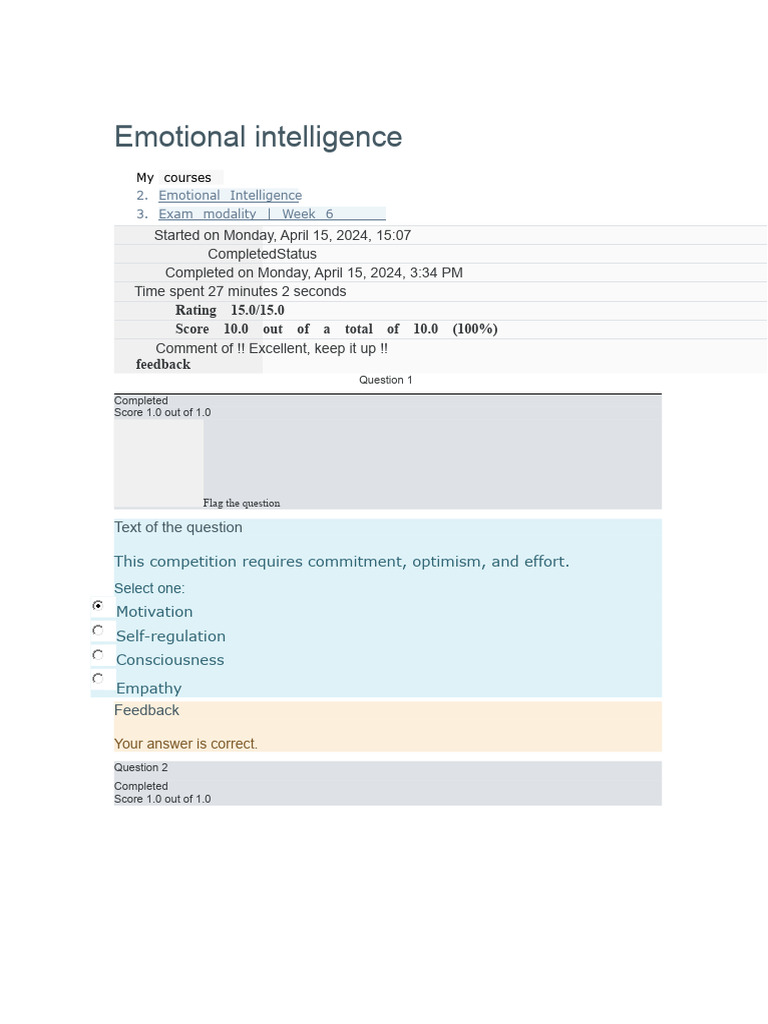 Emotional Intelligence Course Overview | PDF | Emotional Self ...