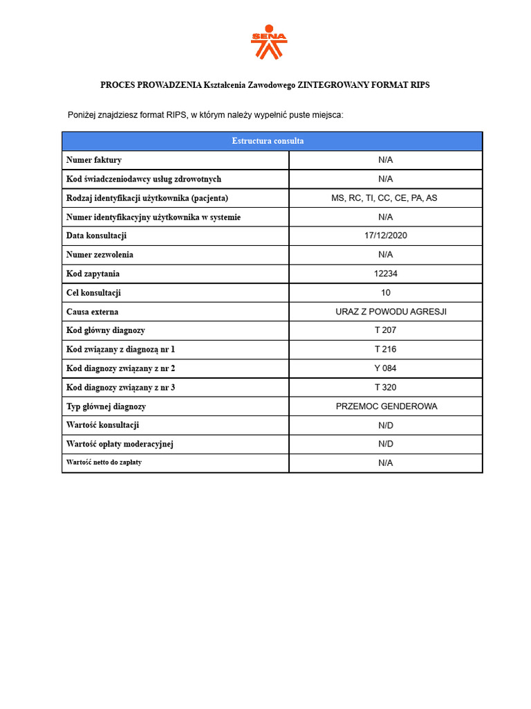Załącznik Format RIPS | PDF