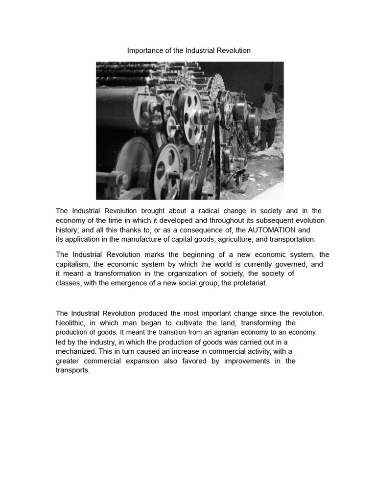 Importance of The Industrial Revolution | PDF | Industrial Revolution ...